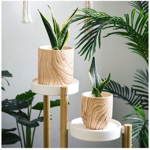 Accents | Ceramic Wood Texture Planter Pots Indoor Set Of 2 | Poshmark